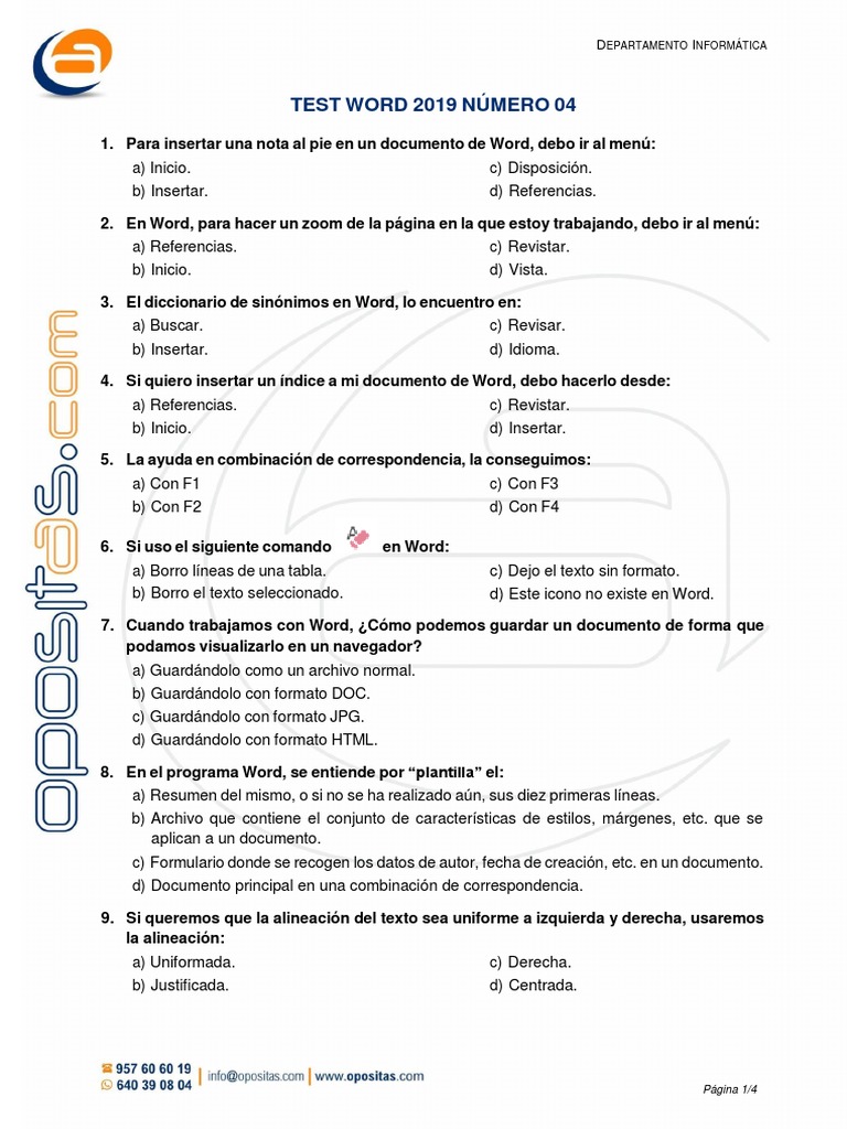Test Word 2019 Número 04 | PDF | Microsoft Word | Informática