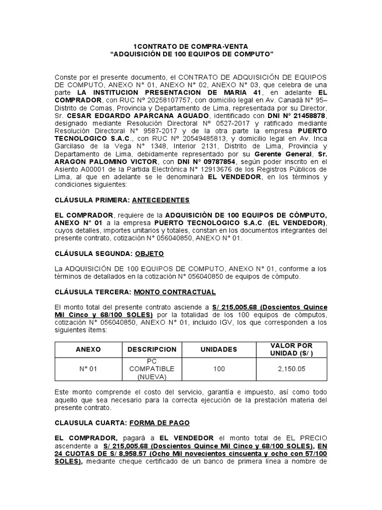 Contrato de Compra-Venta de Equipos | PDF
