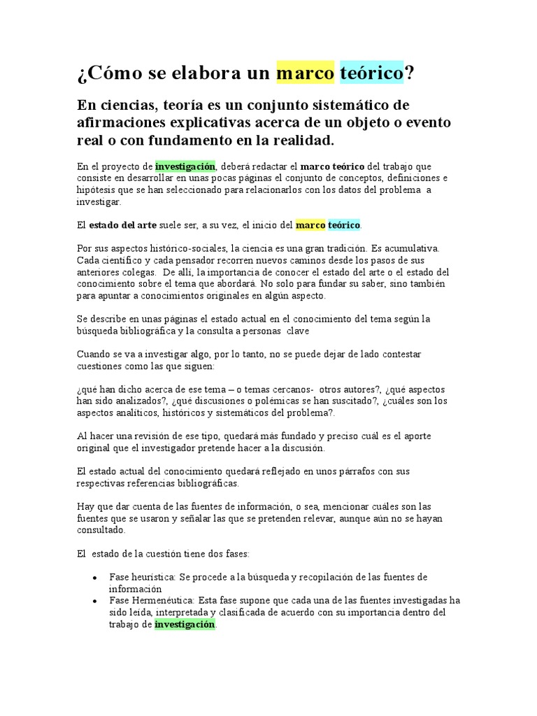 Como Se Elabora Un Marco Teorico | PDF | Teoría | Conocimiento