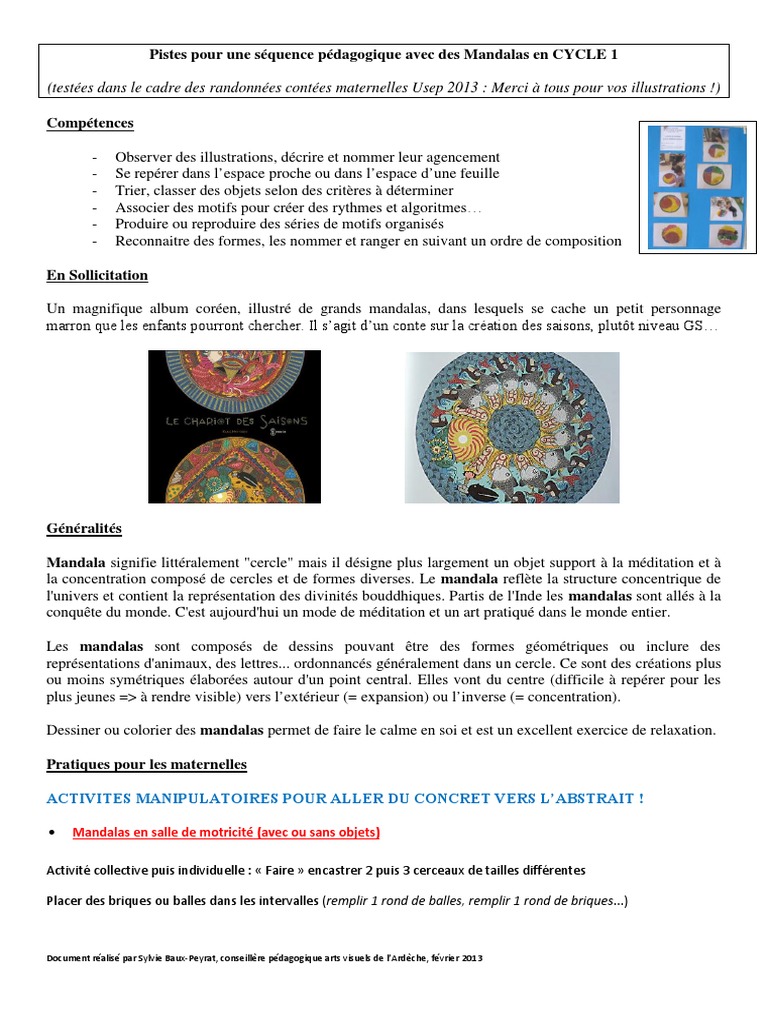 Sequence Mandalas Maternelle | PDF | Mandala