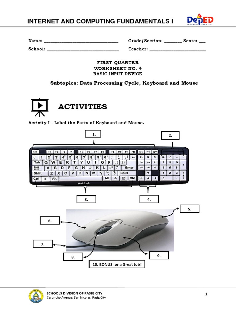 Sptve Icf7-Q1-Dw4 | PDF | Computer Keyboard | Cursor (User Interface)