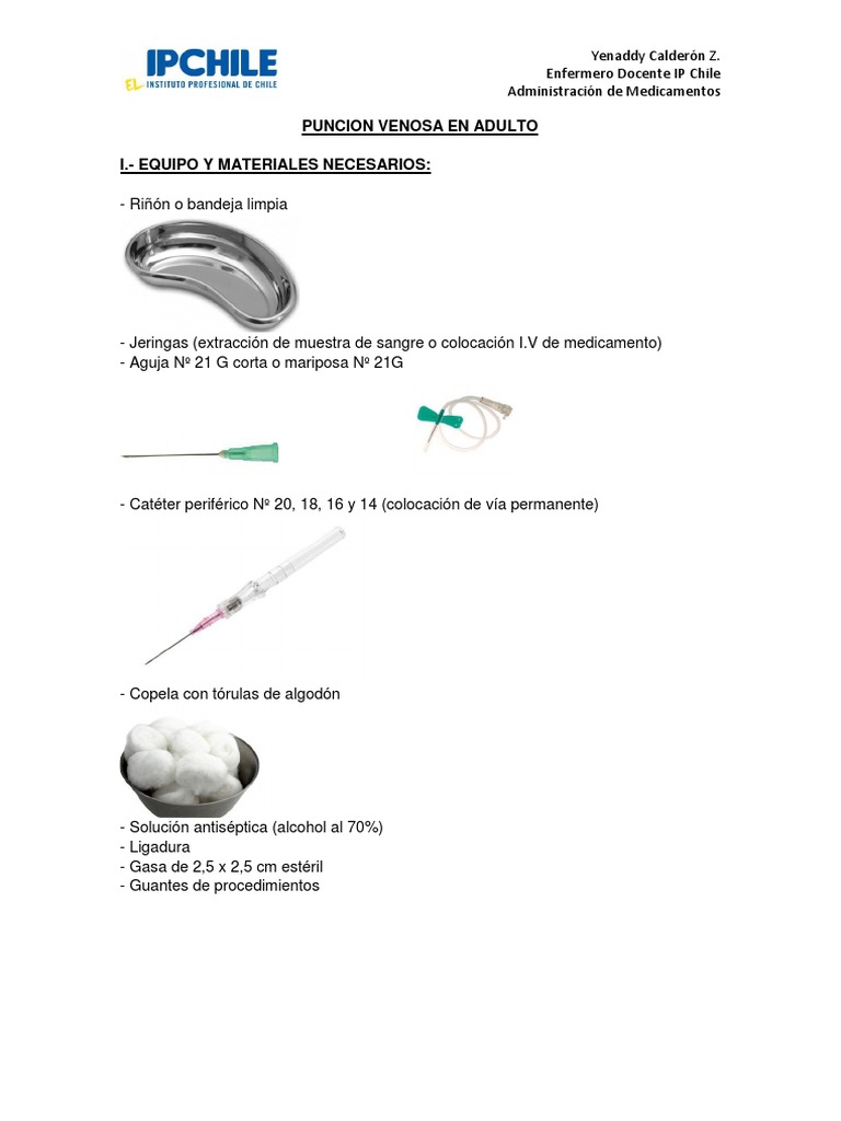 Puncion Venosa en Adulto | PDF | Medicina CLINICA | Especialidades Medicas