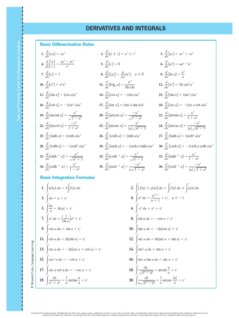 Tabla derivadas e integrales Calculus - Ron Larson, Bruce | PDF ...