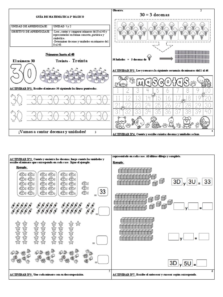 Actividades de Números del 1 al 40 | PDF