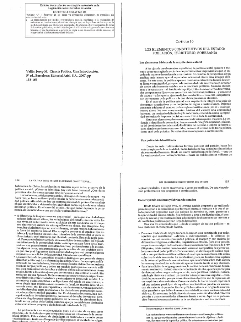 CP - 9 Vallés, Josep. Ciencia Política, Una Introducción. Cap 10 pp153-169 | PDF