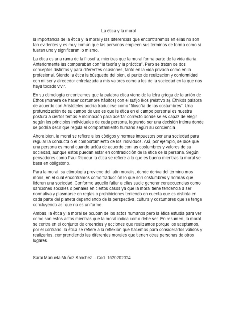 La Ética y La Moral | PDF | Moralidad | Etica Aplicada