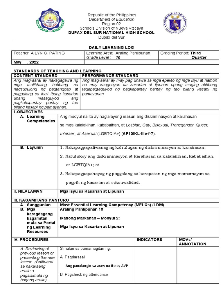 Lesson Plan Cot 2 - Ipcrf 2021 | PDF