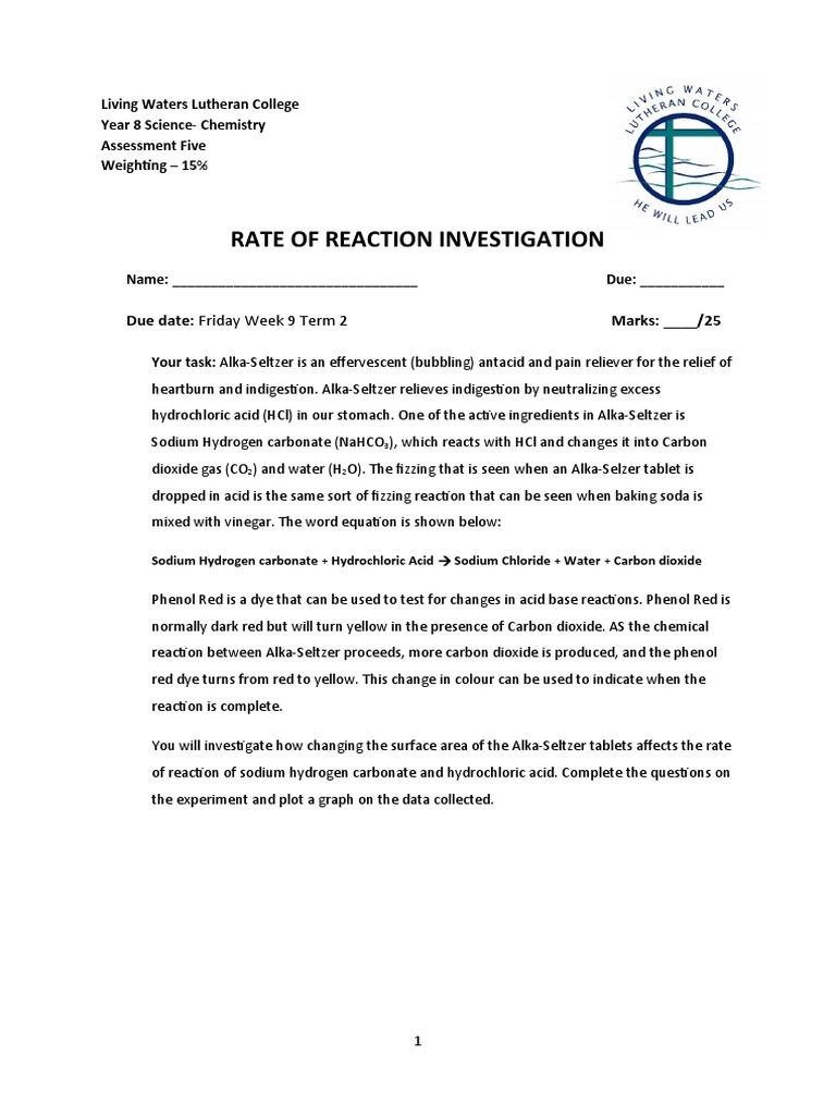Cat 5 Reaction Rate Investigation | PDF | Sodium Bicarbonate ...