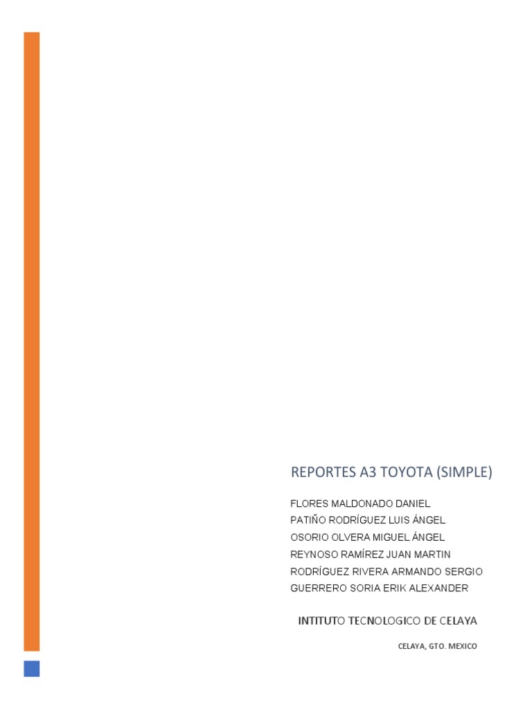 REPORTE A3 TOYOTA | PDF | Industria automotriz | Vehículos