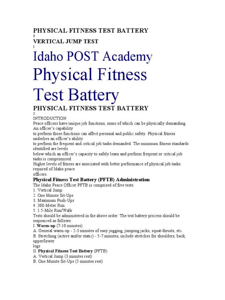 Physical Fitness Test Battery | PDF | Physical Exercise | Recreation