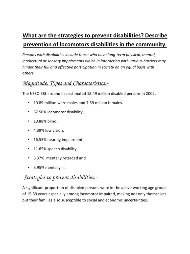 Disability Prevention | PDF | Preventive Healthcare | Disability