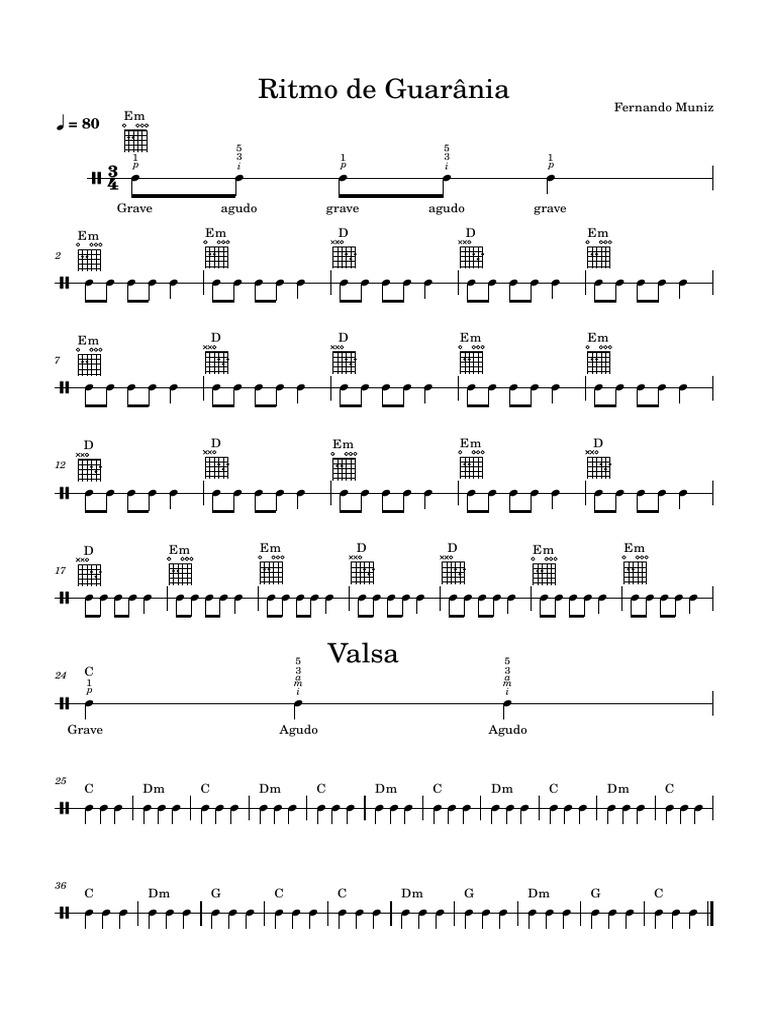 Exercicio Ritmo de Guarania e Valsa Diocesano | PDF | Música norte ...
