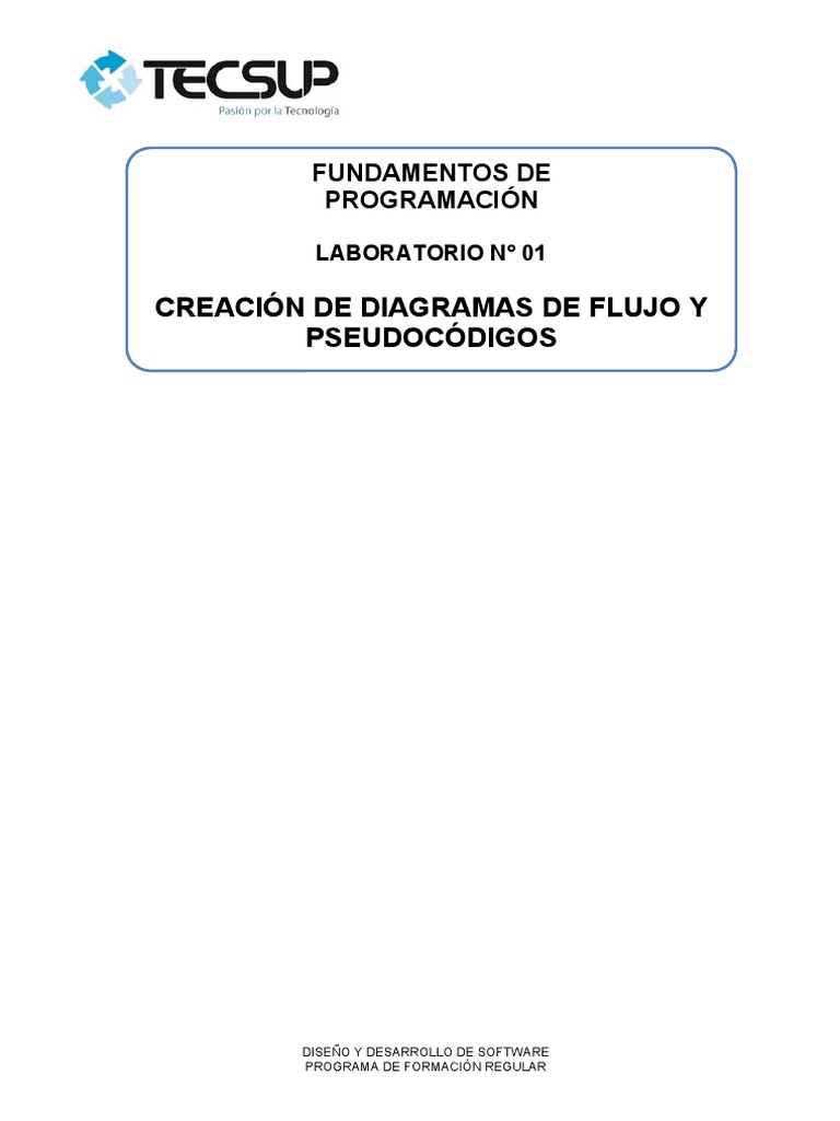 Lab 01 - Creación de Diagramas de Flujo y Pseudocódigos | PDF | Algoritmos | Programación de ...