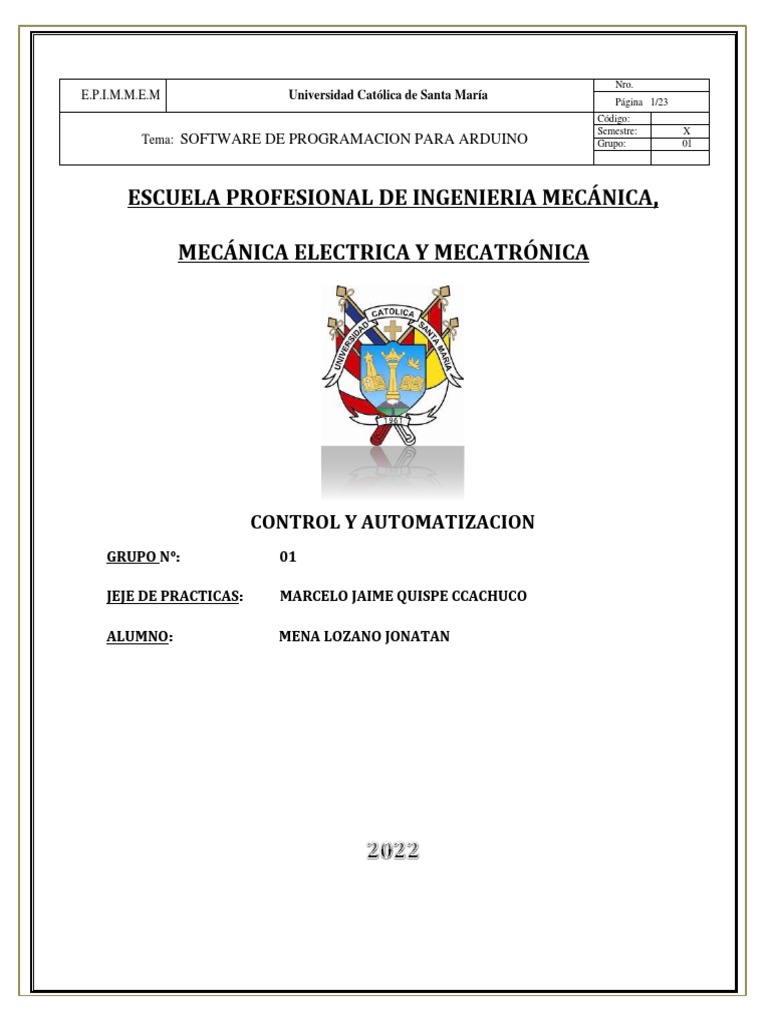 Arduino Informe 01 | PDF | Arduino | Informática