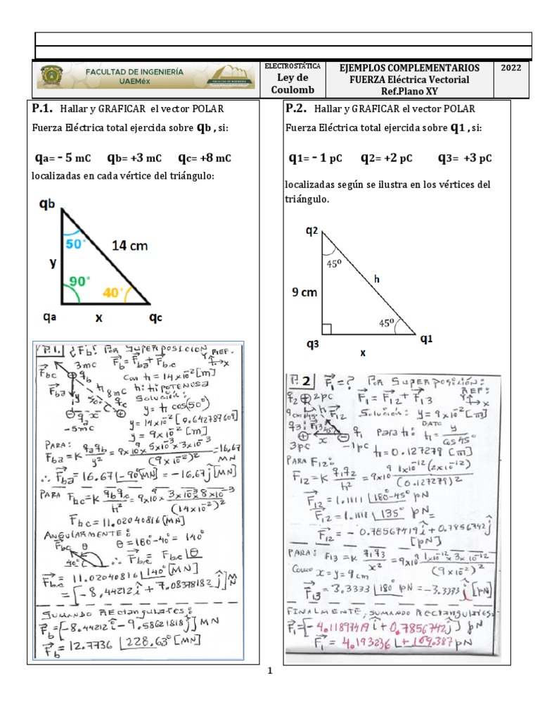 05 Fuerza Electrostática Ejemplos | PDF | Vector Euclidiano | Electrostática