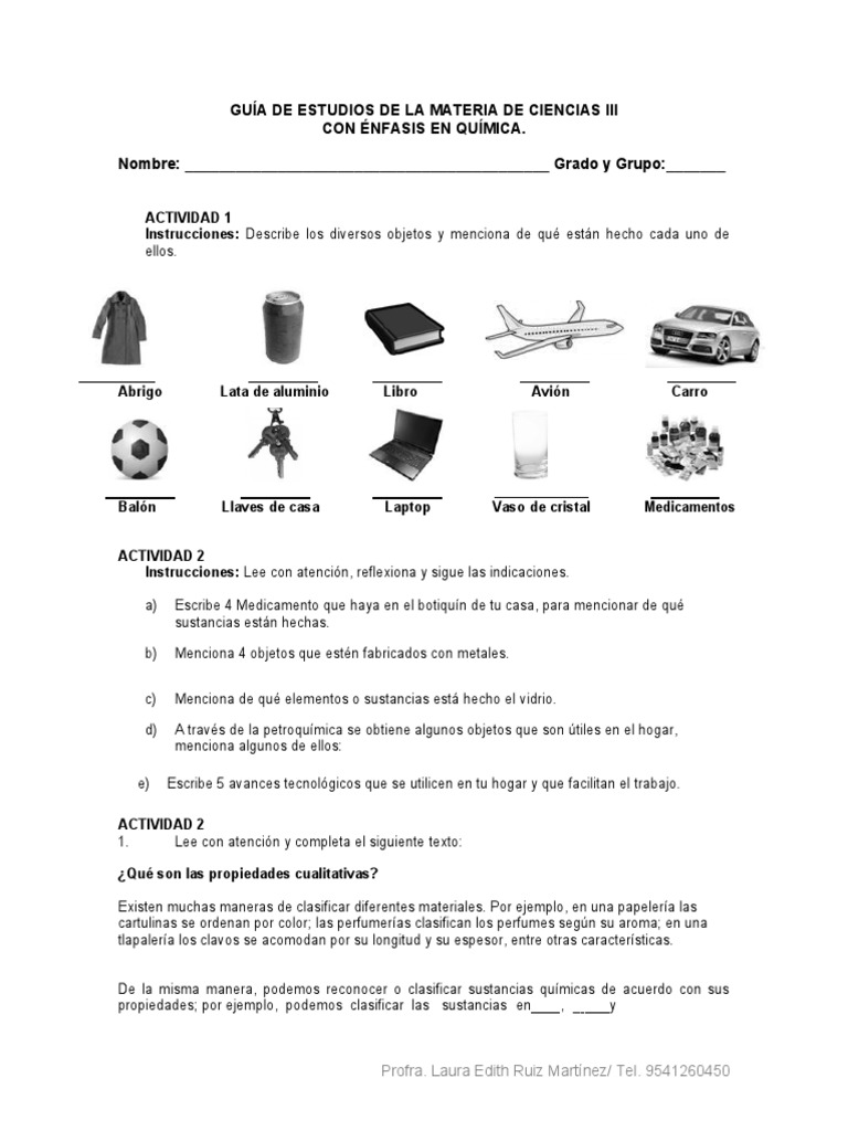Guía de Estudios de La Materia de Ciencias 3 Con Énfasis en Química ...