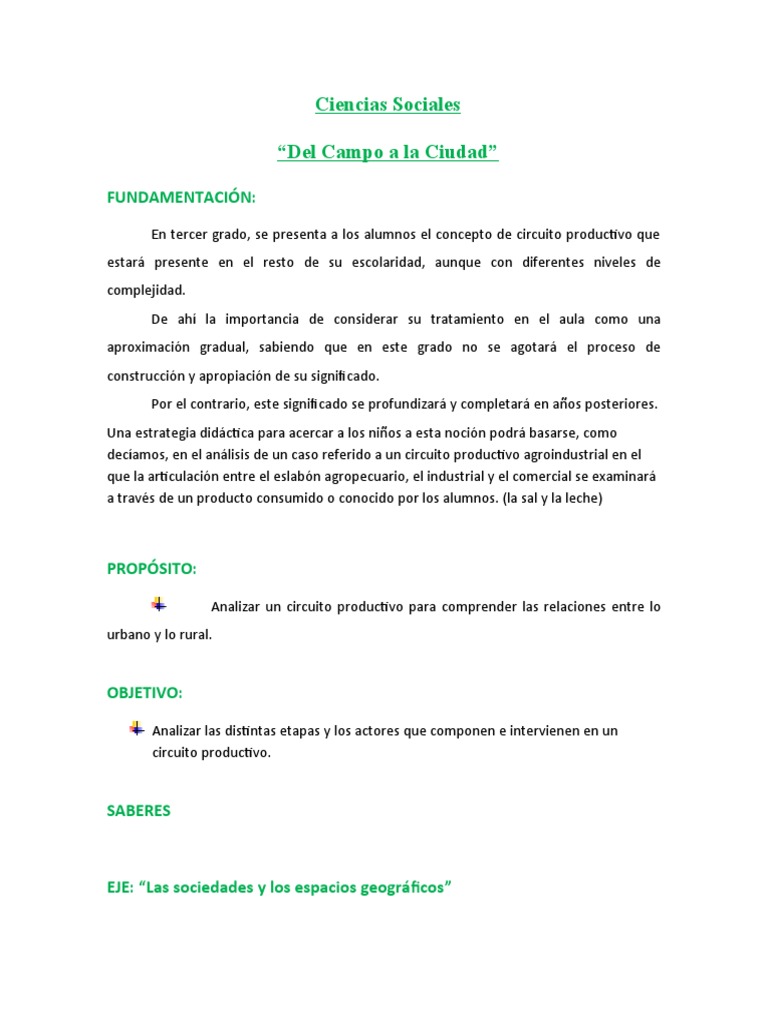 Ciencias Sociales EL CAMPO Y LA CIUDAD 3° | PDF | Leche | Lechería