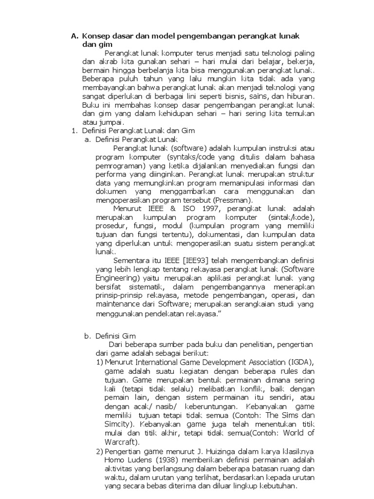 Konsep Dasar Dan Model Pengembangan Perangkat Lunak Dan Gim | PDF