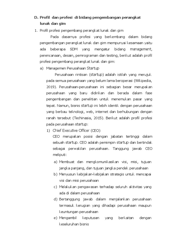 Profil Profesi Pengembang Perangkat Lunak | PDF | Bisnis | Seni