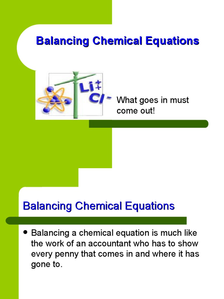 Balancing Chemical Equations | PDF | Chemical Substances | Chemical ...