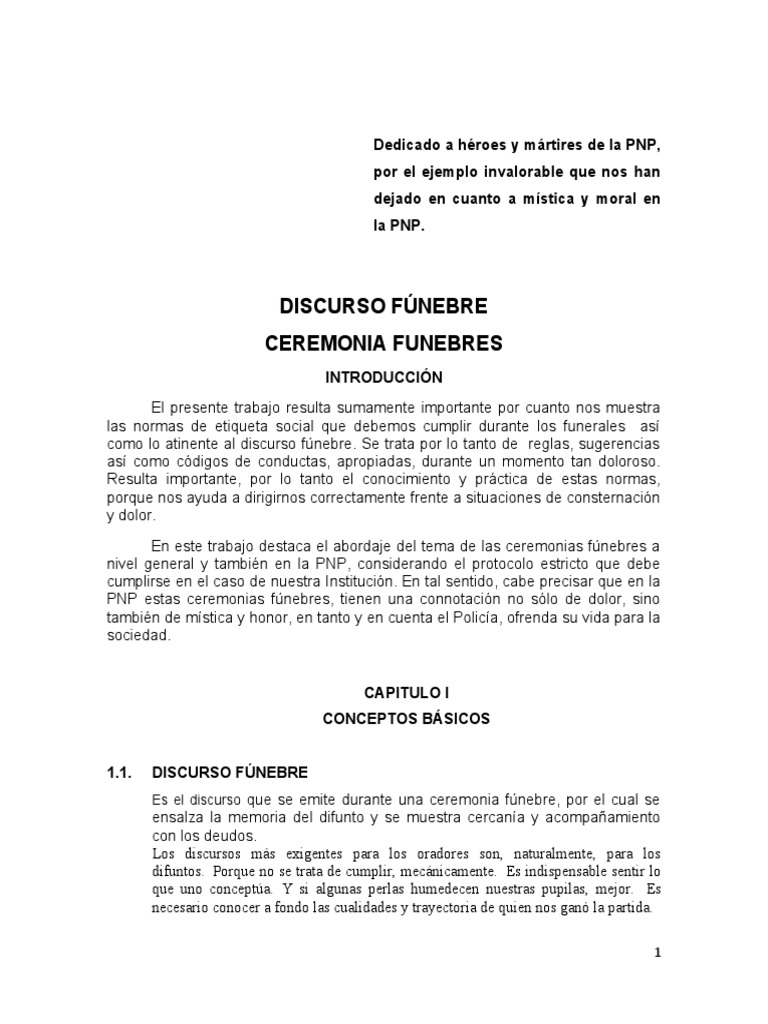 MANUSCRITO. DISCURSO Y CEREMONIA FUNEBRE.D | PDF | Entierro | Funeral