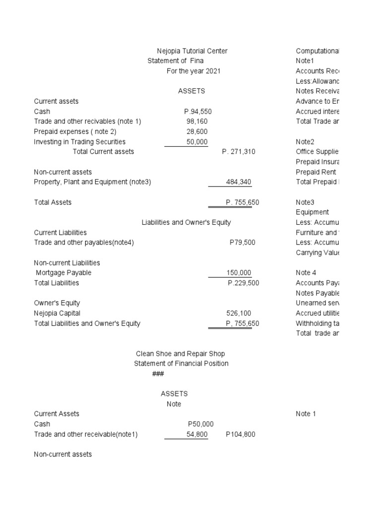 Angelo Chua 庄向志 PETA 1 Financial Statements | PDF | Equity (Finance ...