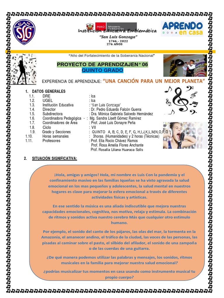 5to Experiencia de Aprendizaje #6 | Descargar gratis PDF | Evaluación | Aprendizaje