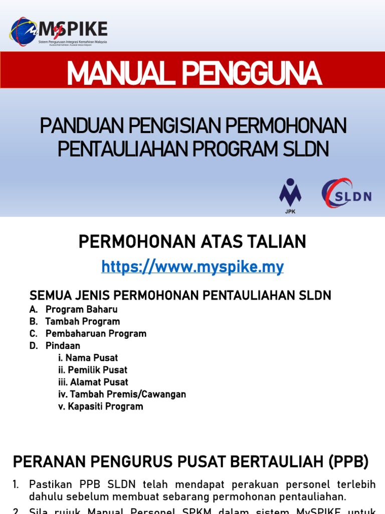Manual Pengguna - Panduan Pengisian Permohonan Pentauliahan Program SLDN | PDF