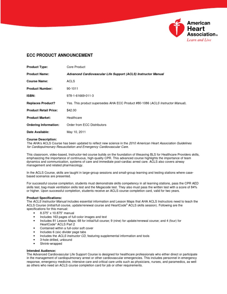 90-1011 ACLS Instructor Manual Com | PDF | Emergency Medical Services ...