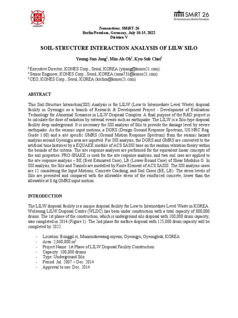 Soil-Structure Interaction for LILW | PDF | Young's Modulus | Mathematical Analysis
