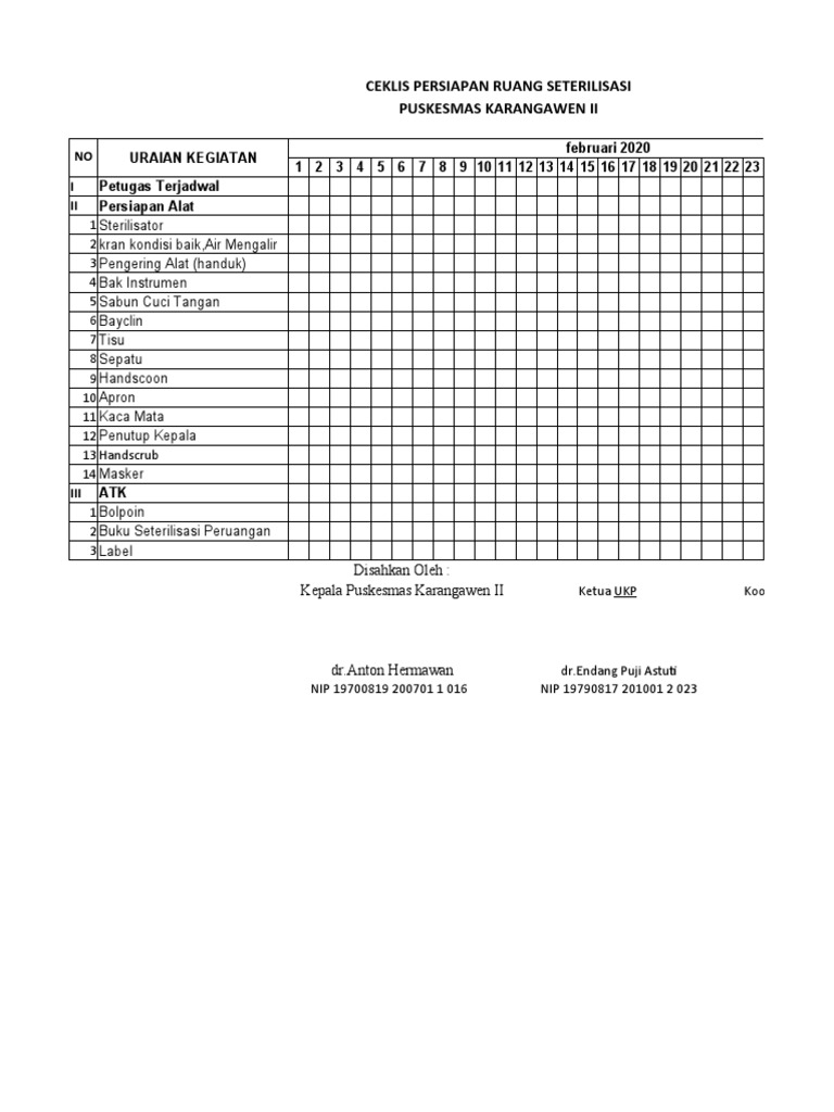 Ceklis Sterilisasi | PDF