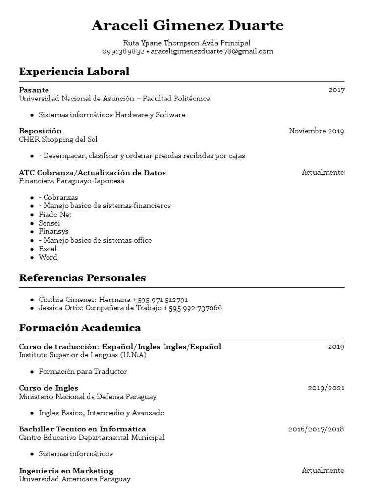 Resumen Currículum Vitae | PDF