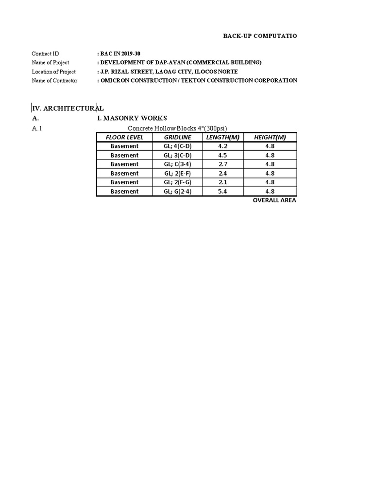 CHB Back-Up Computation | PDF | Civil Engineering | Buildings And Structures
