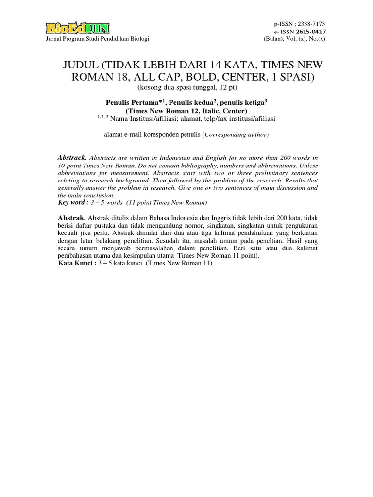 Pedoman Penulisan Jurnal PB | PDF