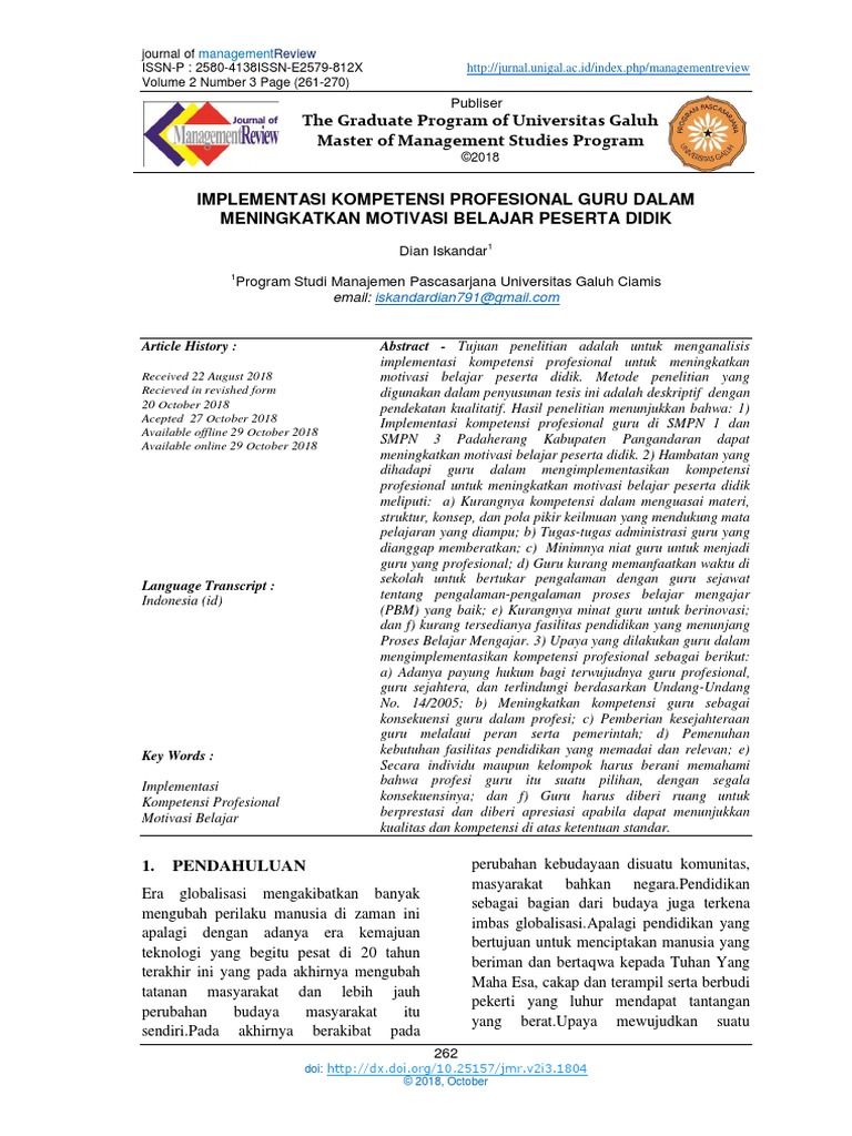 Implementasi Kompetensi Profesional Guru | PDF