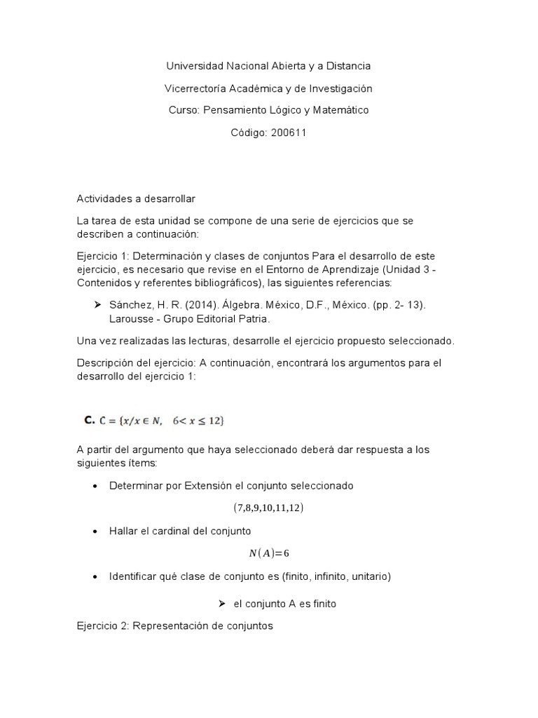 Tarea 3 Pensamiento Logico y Matematico | PDF | Conjunto (Matemáticas ...