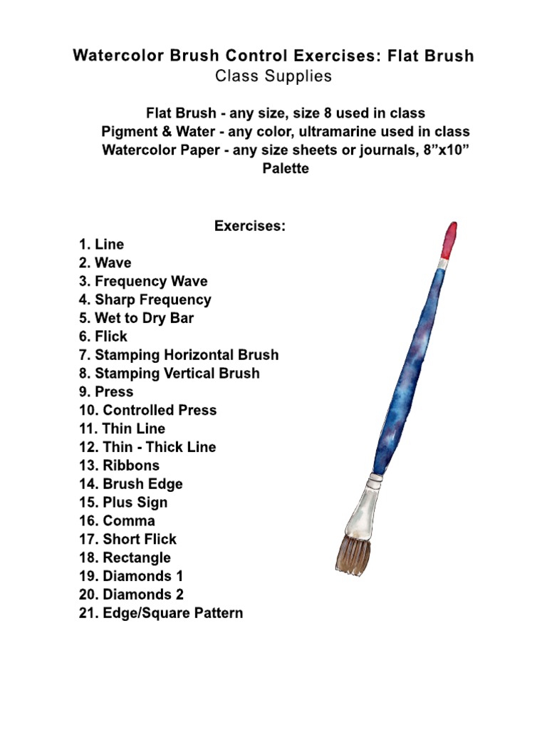 Watercolor Brush Control Exercises Flat Brush PDF | PDF | Home & Garden