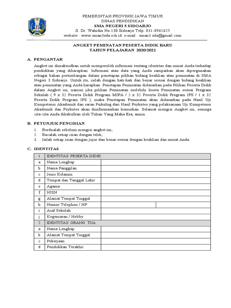 Angket Peminatan | PDF