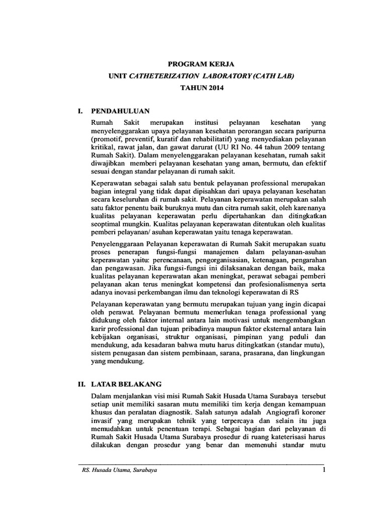Contoh Program Kerja Cathlab | PDF