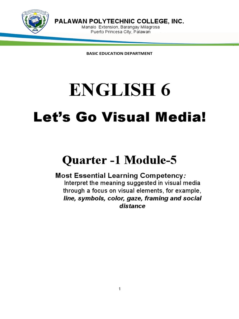 ENGLISH 6 - Q1 - W2 - Mod2 - Interpreting Visual Media | PDF | Color ...