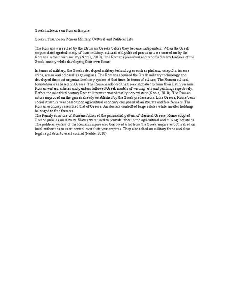 Greek Influence On Roman Empire | PDF