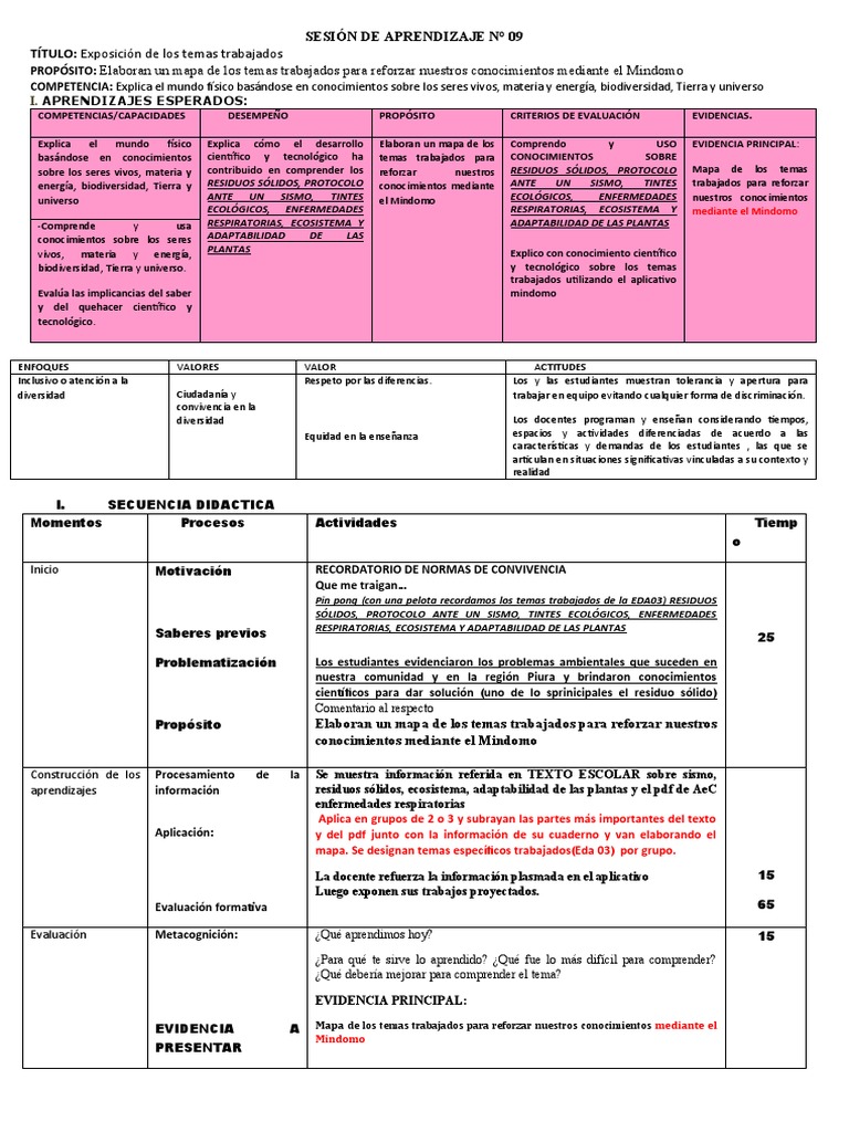 Sesión 09 Cyt Exposición Tema Trabajados | PDF | Evaluación | Biodiversidad