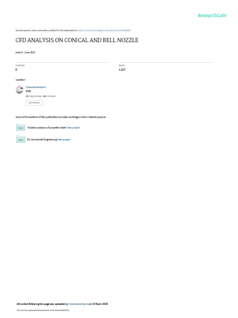 CFD Analysis: Conical vs. Bell Nozzles | PDF | Nozzle | Fluid Dynamics