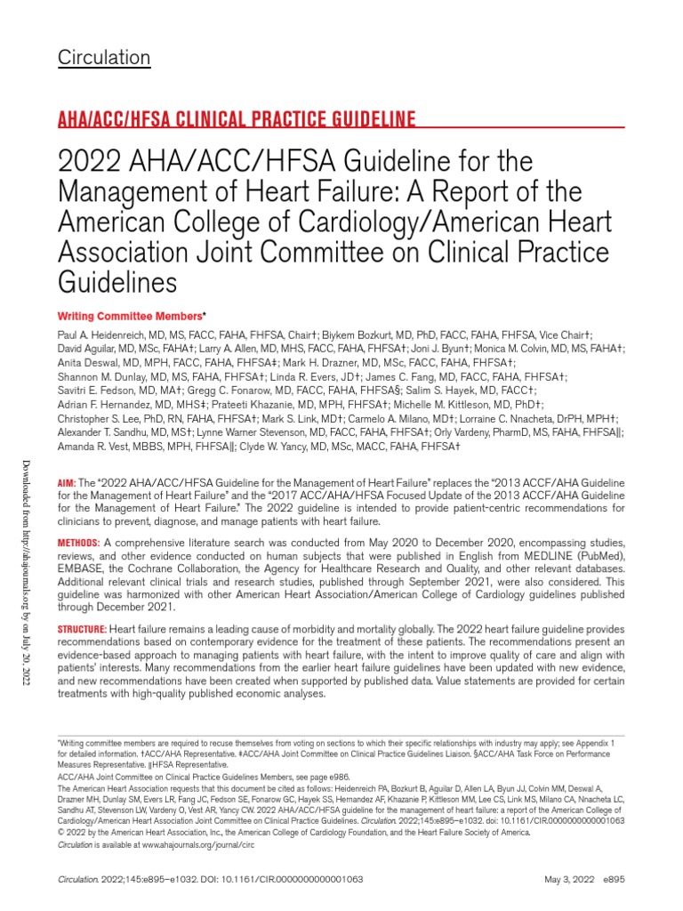 2022 Aha-Acc-hfsa HF Guideline | Download Free PDF | Heart Failure | Heart