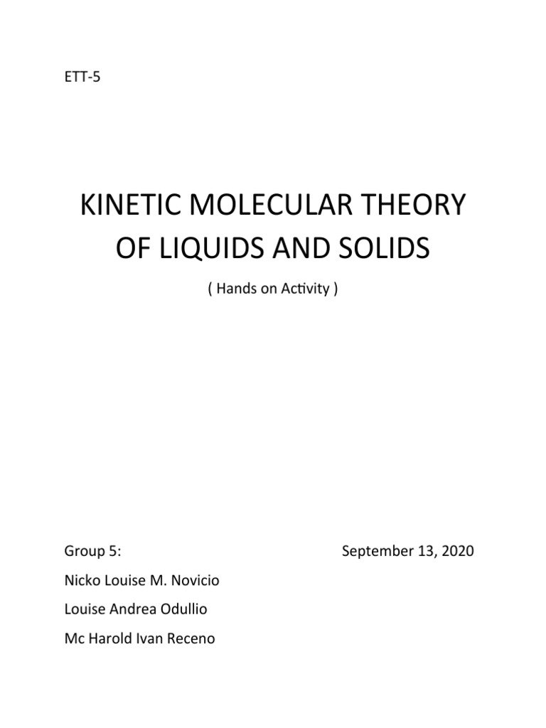 Lab Report About Kinetic Molecular Theory of Liquids and Solids | PDF ...