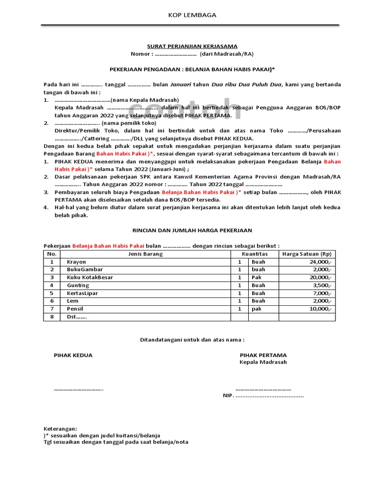 Contoh SPK Dengan Pihak Ke-3 (Toko DLL) | PDF
