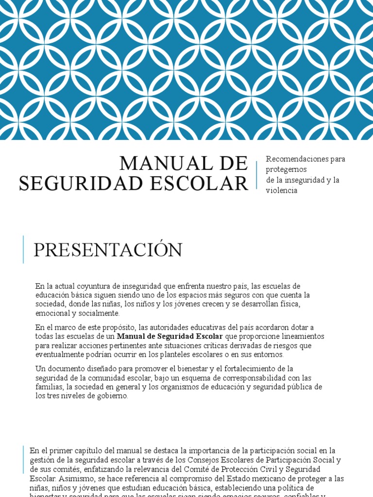 Manual De Seguridad Escolar 1ra Parte Pdf Valores Violencia