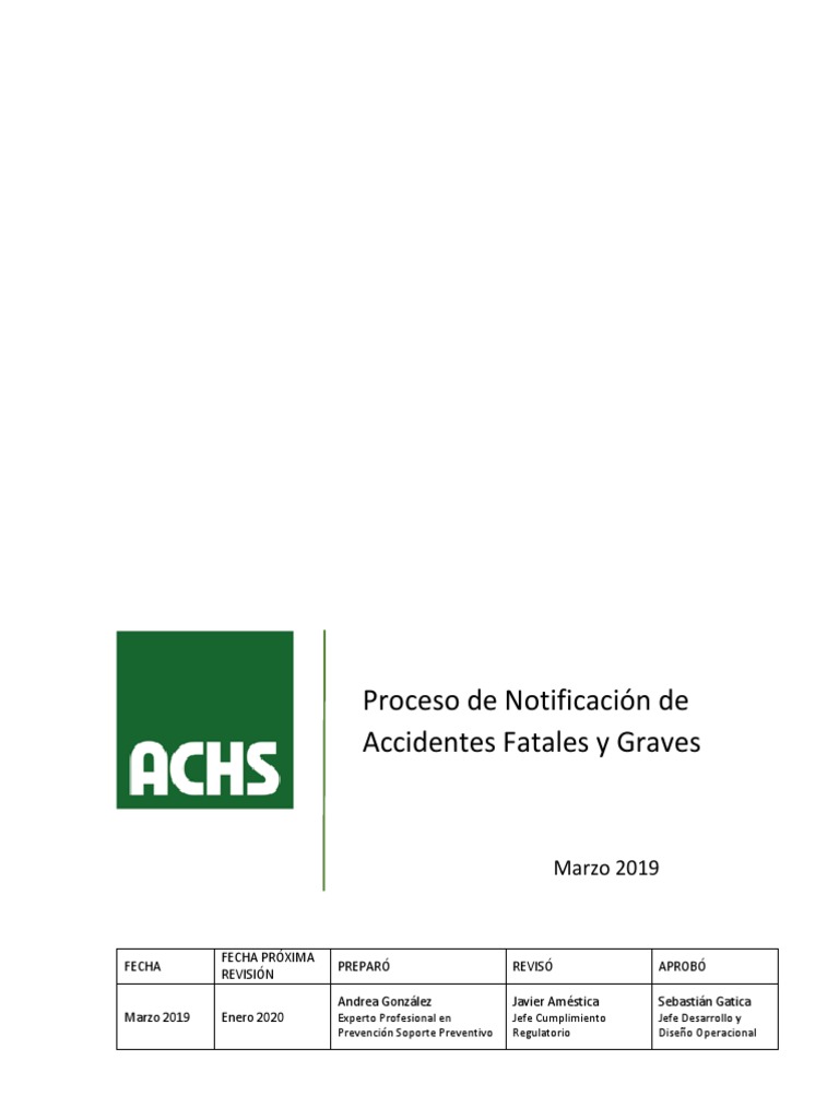 Procedimiento Fatales y Graves 2019 | PDF | Planificación | Bienestar