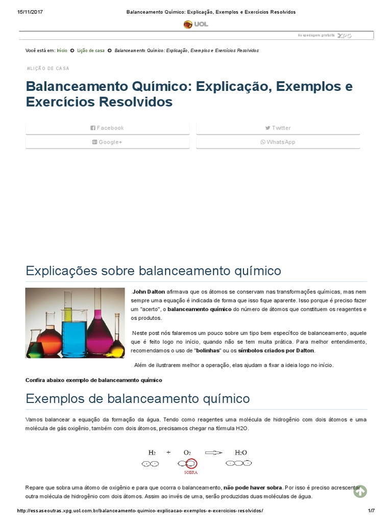 Balanceamento Químico - Explicação, Exemplos e Exercícios Resolvidos ...