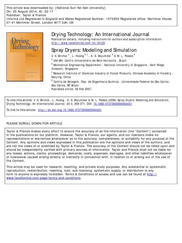 Spray Dryers Modeling and Simulation | Download Free PDF ...